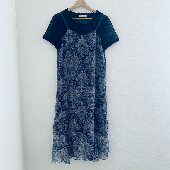 BOLIMING | Dresses | Elegant Blue Patterned Midi Dress | Poshmark